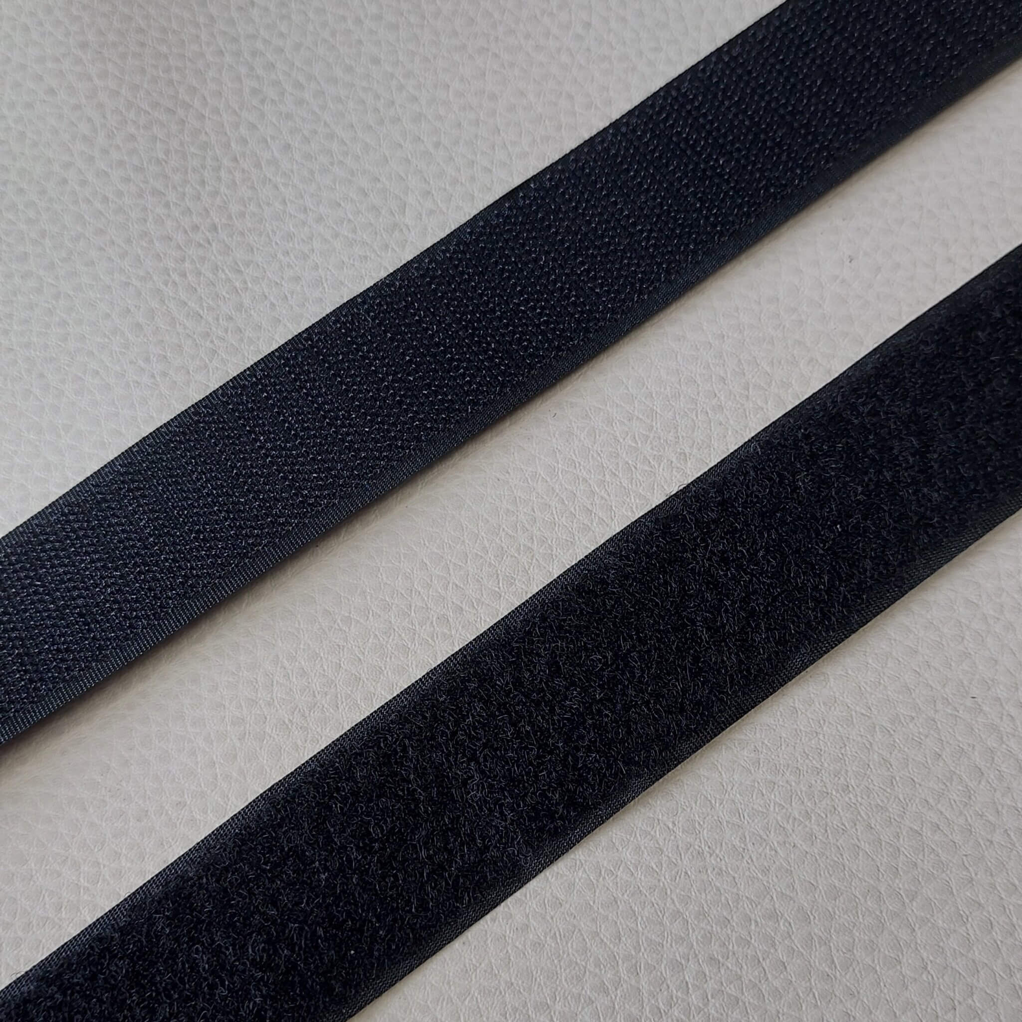 Velcro (contact) tape – Black, sew-on, 30mm - Revaris